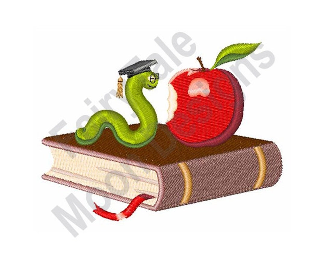 Academic Bookworm - Machine Embroidery Design, School Book Embroidery ...