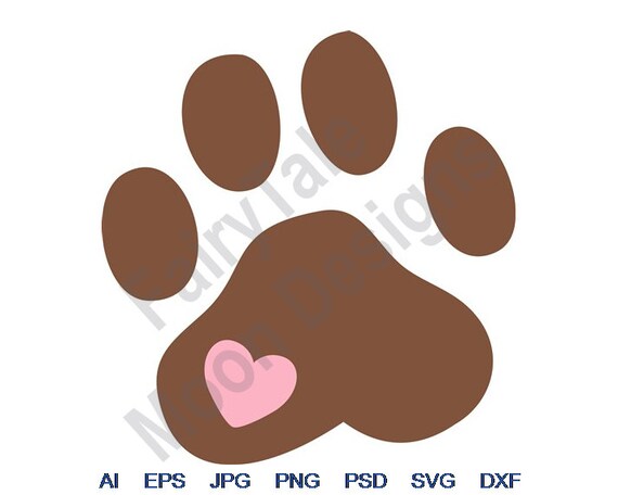 Paw Print Svg Dxf Eps Png Jpg Vector Art Clipart Cut - Etsy