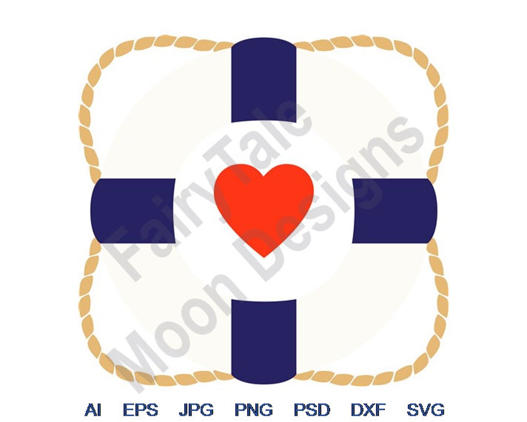 Heart Life Preserver Svg, Dxf, Eps, Png, Jpg, Vector Art, Clipart, Cut ...