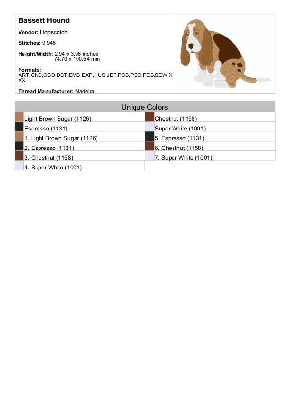 Bassett Hound - Machine Embroidery Design, Sitting Basset Hound ...