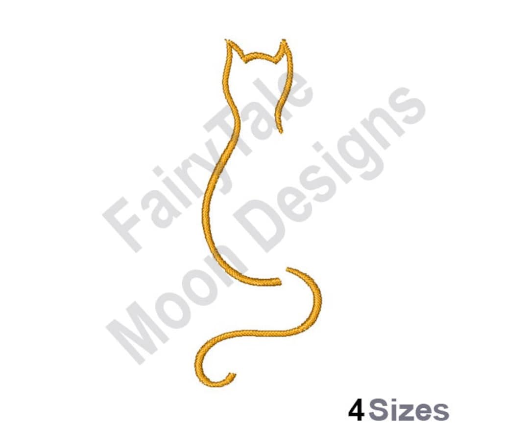 Cat Outline - Machine Embroidery Design, Cat Shape Line Embroidery ...