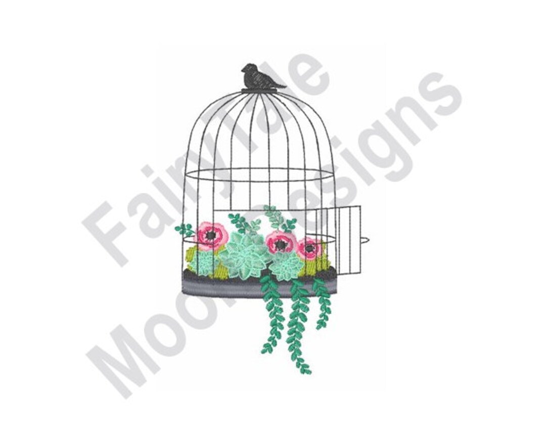 Bird Cage - Machine Embroidery Design, Open Birdcage Embroidery Pattern ...