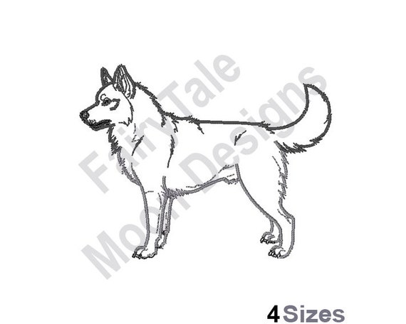 Husky Outline Machine Embroidery Design Siberian Husky | Etsy