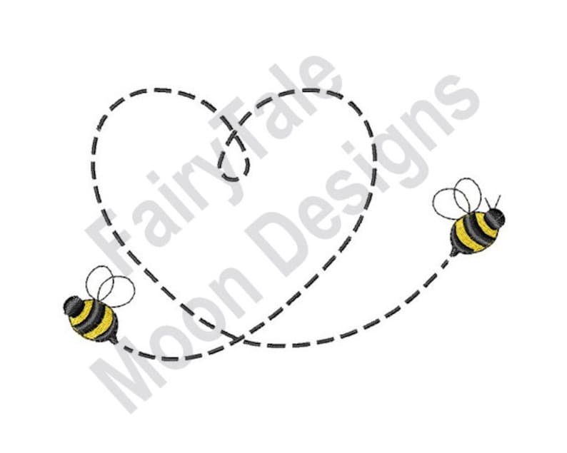 Bumble Bee Heart Machine Embroidery Design Flying Bees - Etsy