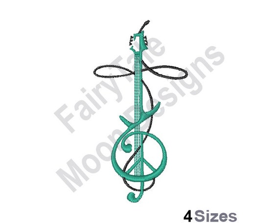 Swirly Banjo Machine Embroidery Design Banjo Outline - Etsy
