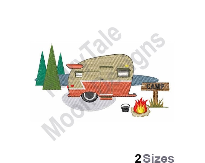 Camping Trailer Machine Embroidery Design RV Camper - Etsy
