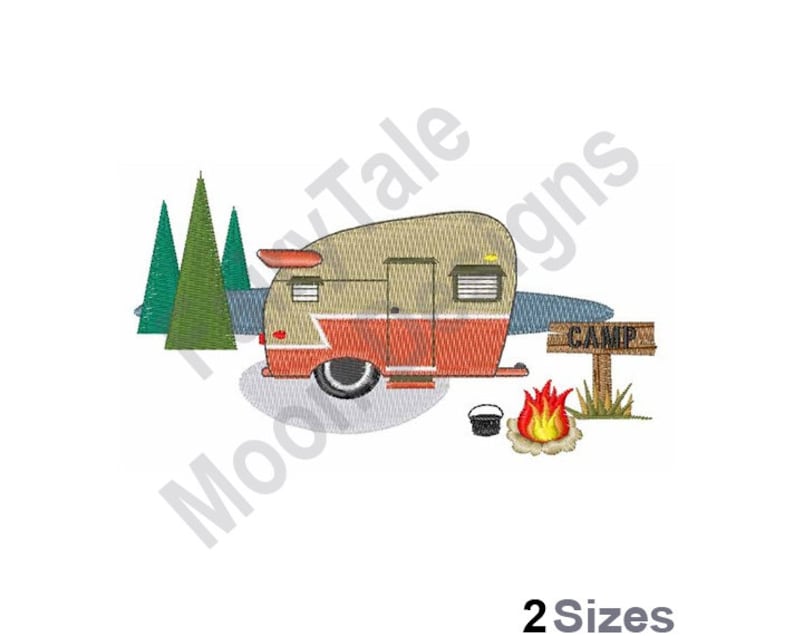 Camping Trailer - Machine Embroidery Design, RV Camper Embroidery ...