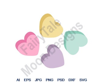 Valentine's Day Candy Hearts SVG Cut File & Clipart Set - Etsy