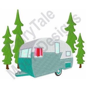 Camper Scene - Machine Embroidery Design, Travel Trailer Embroidery ...