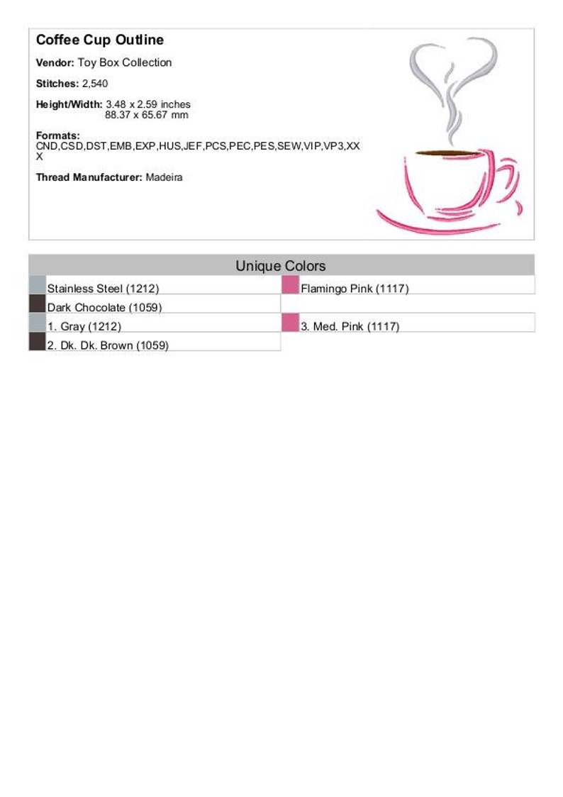 Coffee Cup Outline - Machine Embroidery Design, Steaming Coffee ...