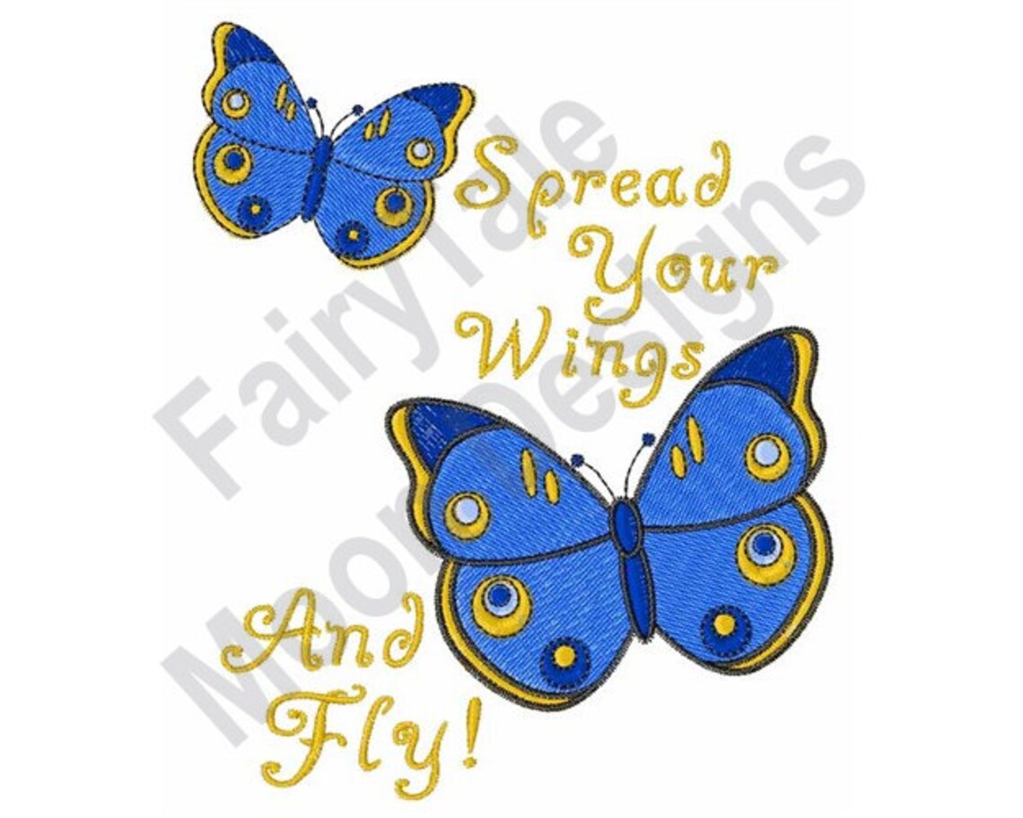 Spread Your Wings And Fly Machine Embroidery Design Blue | Etsy