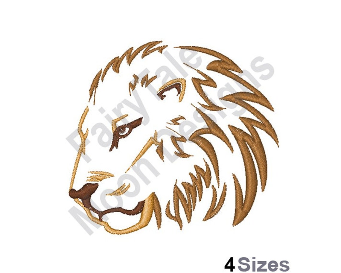 Lion Head Machine Embroidery Design Lion Outline Embroidery | Etsy