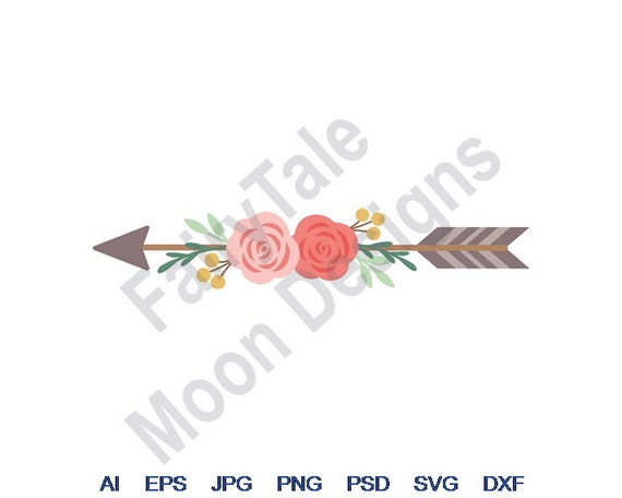 Floral Arrow Svg Dxf Eps Png Jpg Vector Art Clipart - Etsy