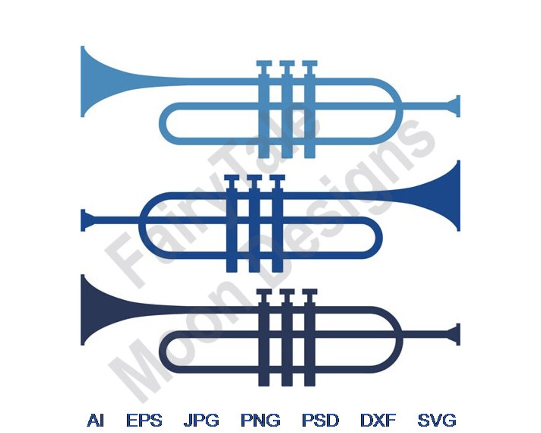 Trumpet Svg, Dxf, Eps, Png, Jpg, Vector Art, Clipart, Cut File, Brass ...