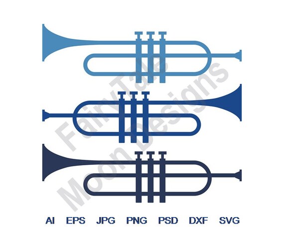 Trumpet Svg Dxf Eps Png Jpg Vector Art Clipart Cut - Etsy