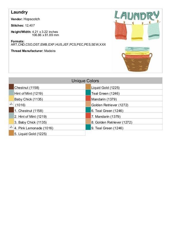Laundry - Machine Embroidery Design, Laundry Basket Embroidery Pattern ...