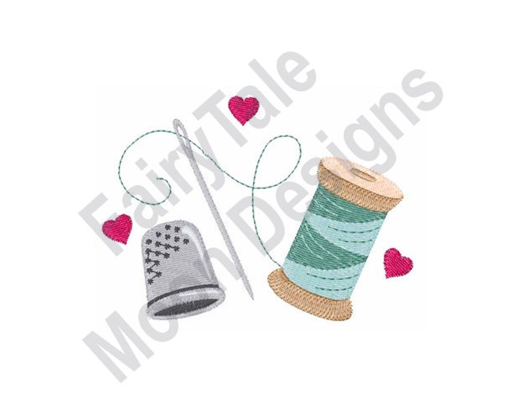 Sewing Notions - Machine Embroidery Design, Thimble and Sewing Thread ...