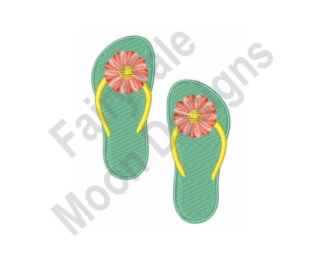 Floral Flip Flops - Machine Embroidery Design, Womens Flip Flop Sandals ...
