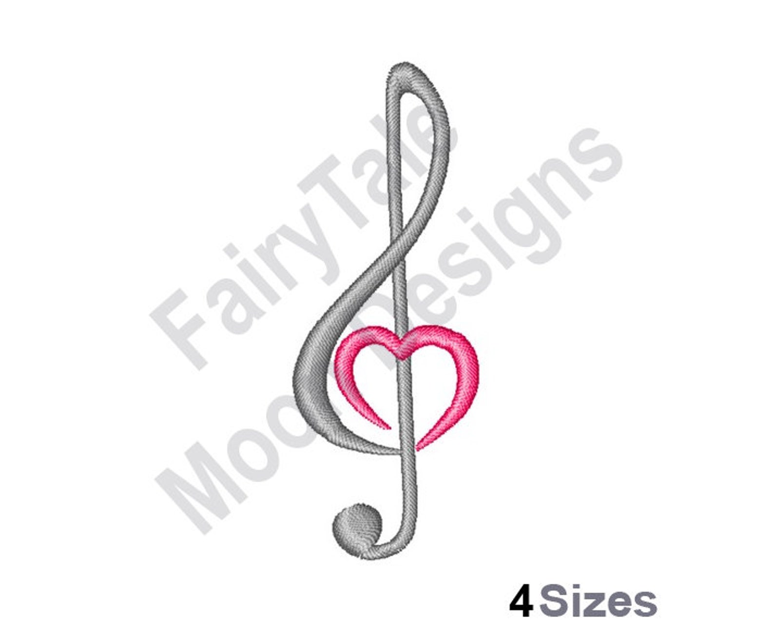 Treble Clef Heart Machine Embroidery Design Musical Symbol - Etsy