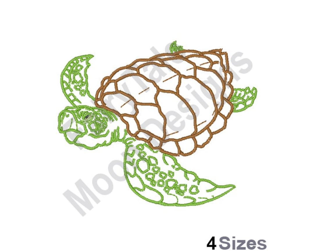 Sea Turtle - Machine Embroidery Design, Turtle Outline Embroidery ...