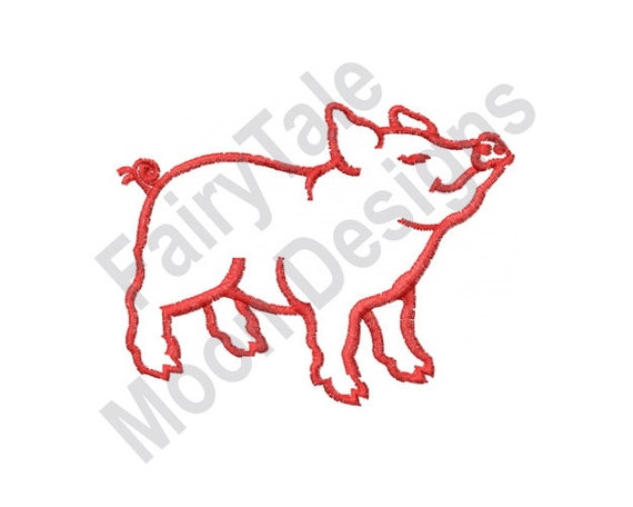 Pig Outline Machine Embroidery Design Baby Pig Embroidery | Etsy