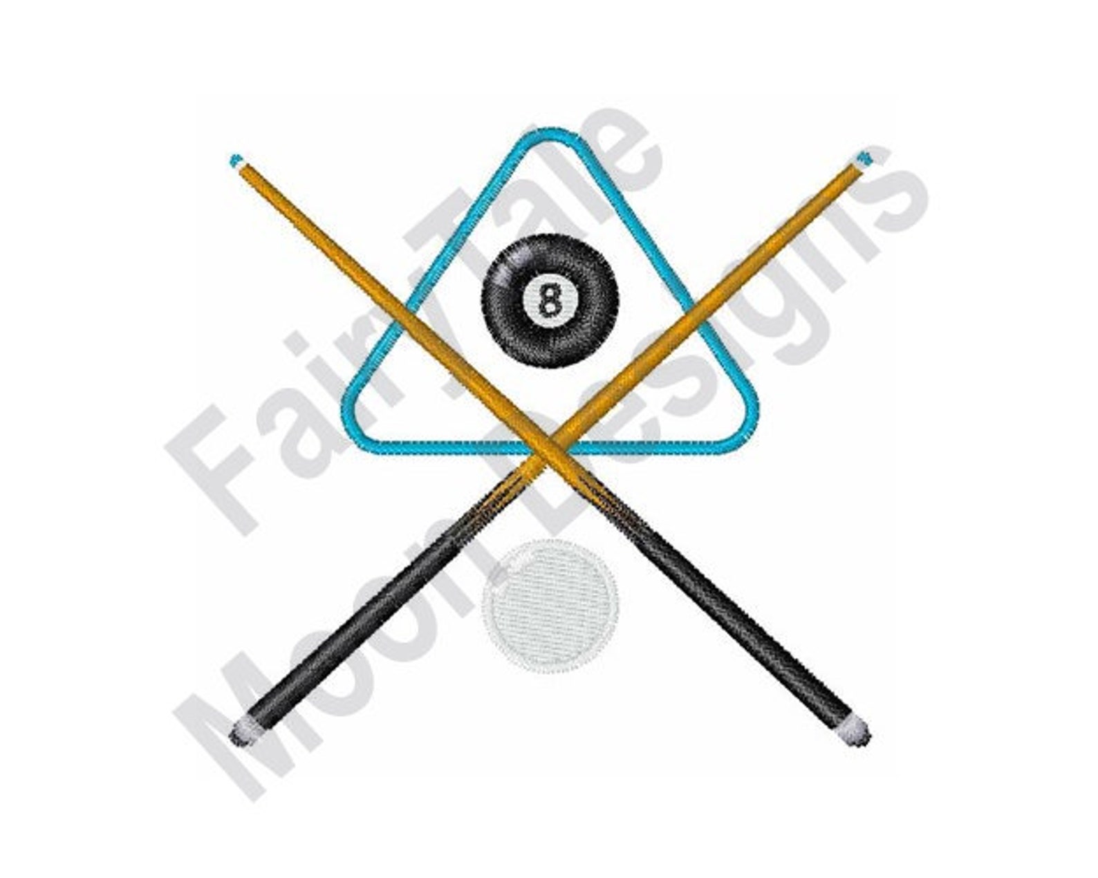 Pool Cue & Balls - Machine Embroidery Design, Crossed Cue Sticks ...