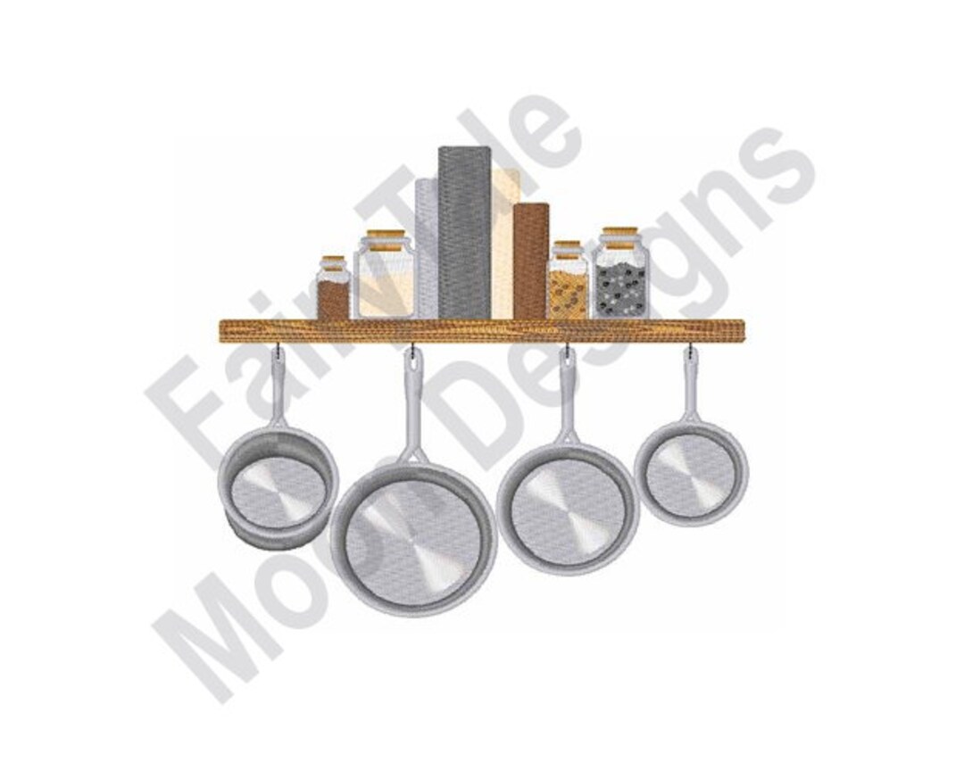 Cooking Pans - Machine Embroidery Design, Kitchen Shelf Embroidery ...