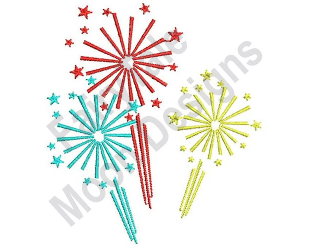 Patriotic Fireworks Machine Embroidery Design, July 4th Pattern ...