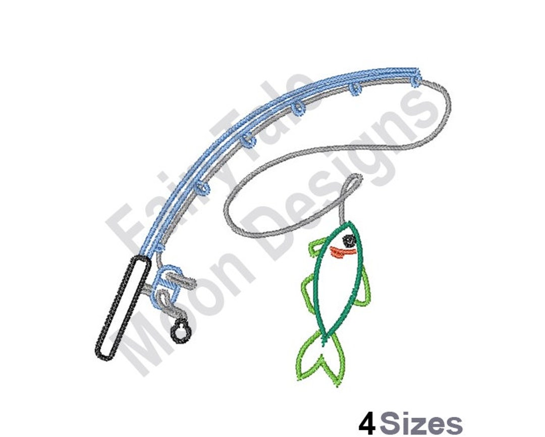 Fish on Hook - Machine Embroidery Design, Fishing Rod Embroidery ...