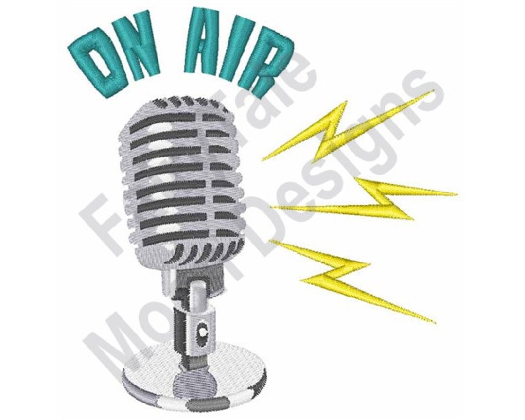On Air - Machine Embroidery Design, Retro Microphone Embroidery Pattern ...