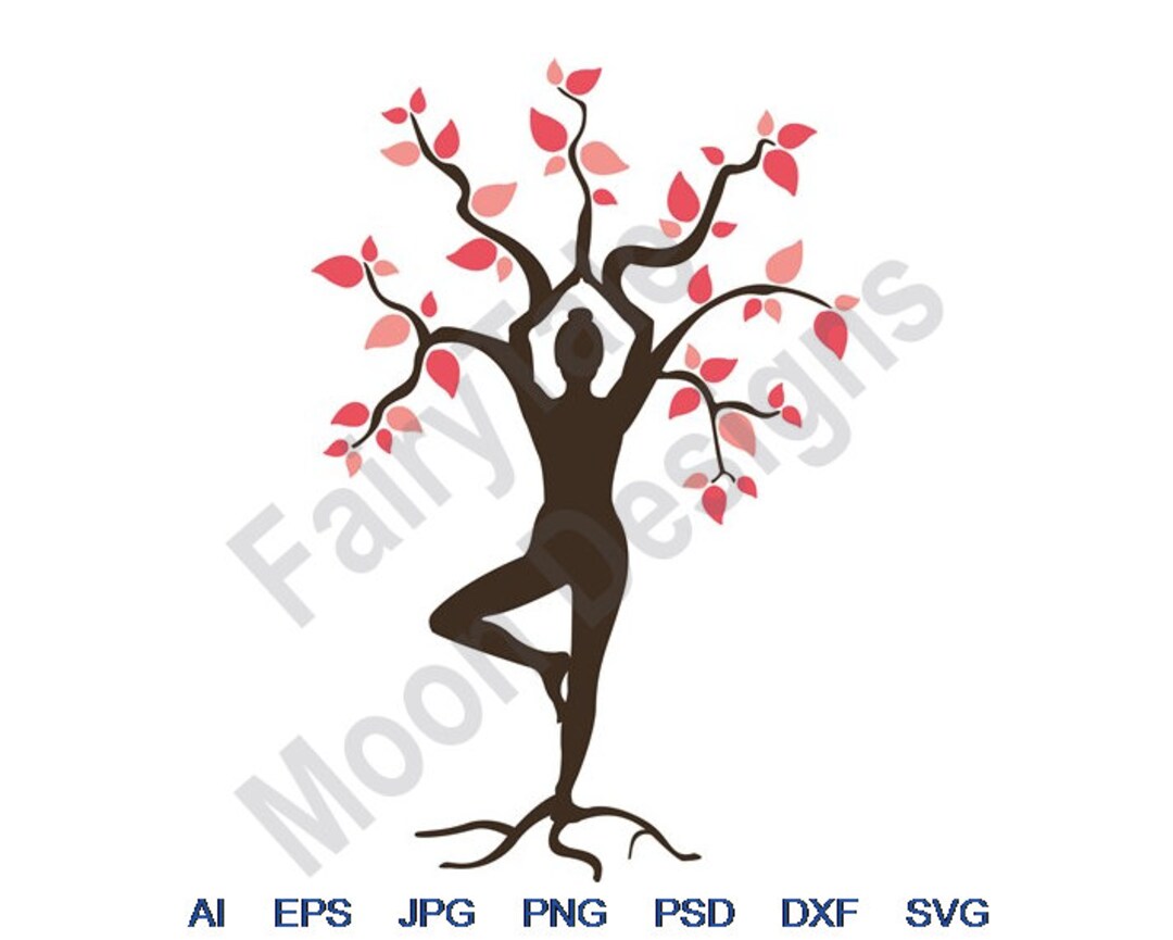 Yoga Tree - Svg, Dxf, Eps, Png, Jpg, Vector Art, Clipart, Cut File ...