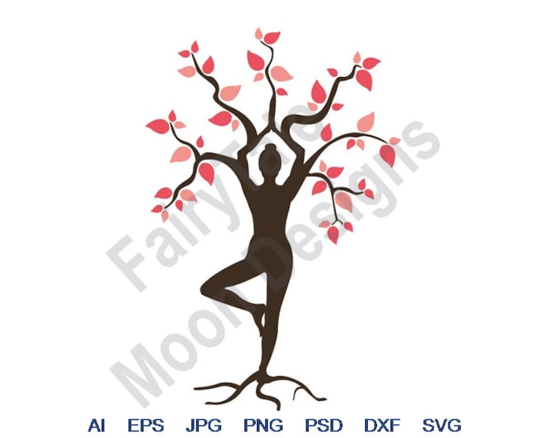 Yoga Tree Svg Dxf Eps Png Jpg Vector Art Clipart Cut | Etsy
