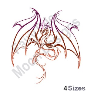 Winged Dragon - Machine Embroidery Design, Dragon Outline Embroidery ...
