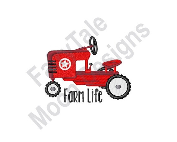 Farm Life Machine Embroidery Design Red Tractor Embroidery | Etsy