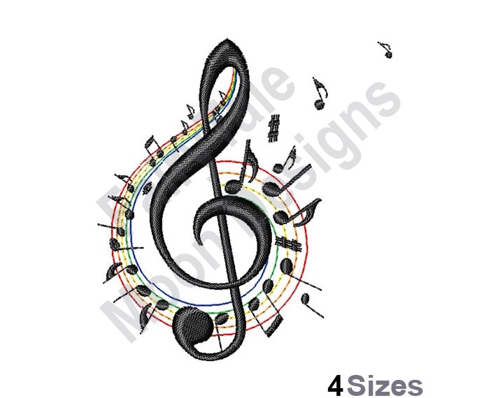 Music Note Outline Embroidery Designs