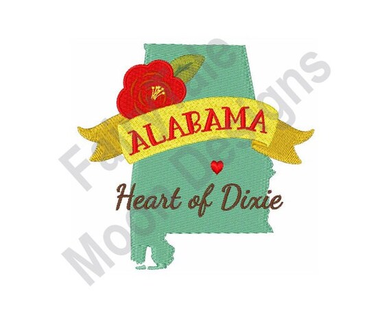 Alabama State Map Machine Embroidery Design Camellia State | Etsy