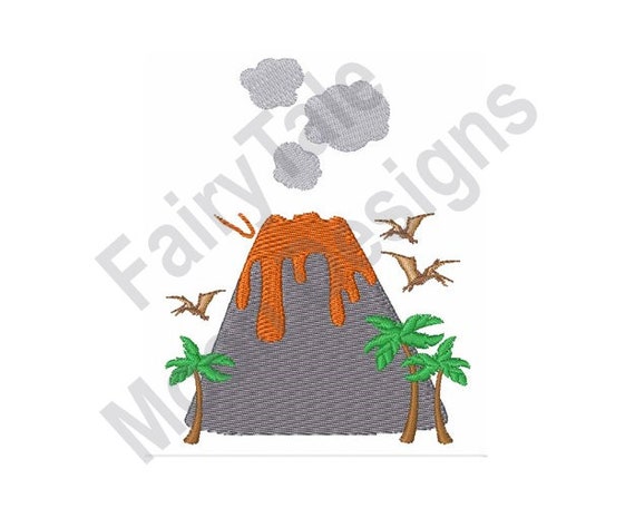 Prehistoric Volcano Machine Embroidery Design Volcano Lava | Etsy