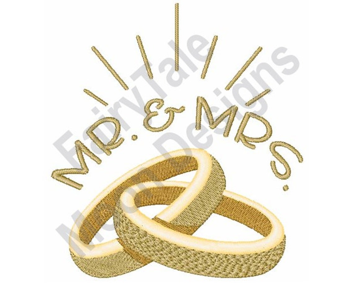 Mr & Mrs Machine Embroidery Design Wedding Rings Embroidery | Etsy