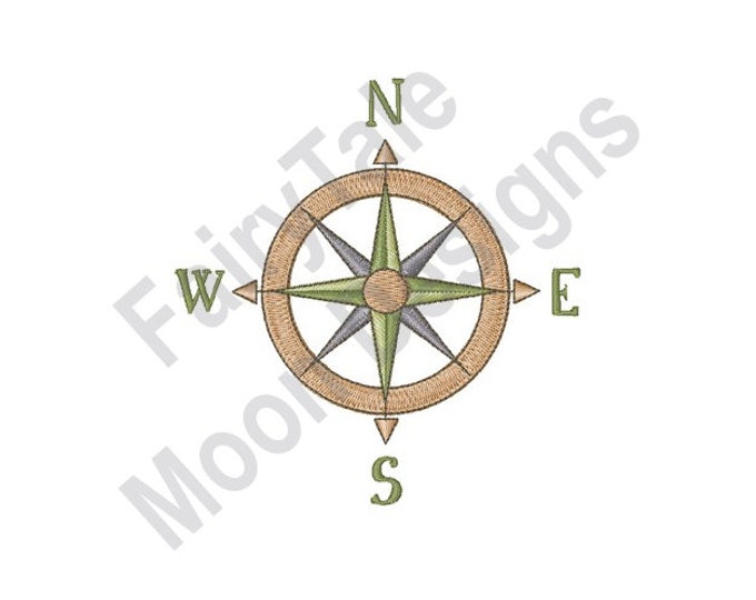 Compass Machine Embroidery Design Nautical Star Compass - Etsy
