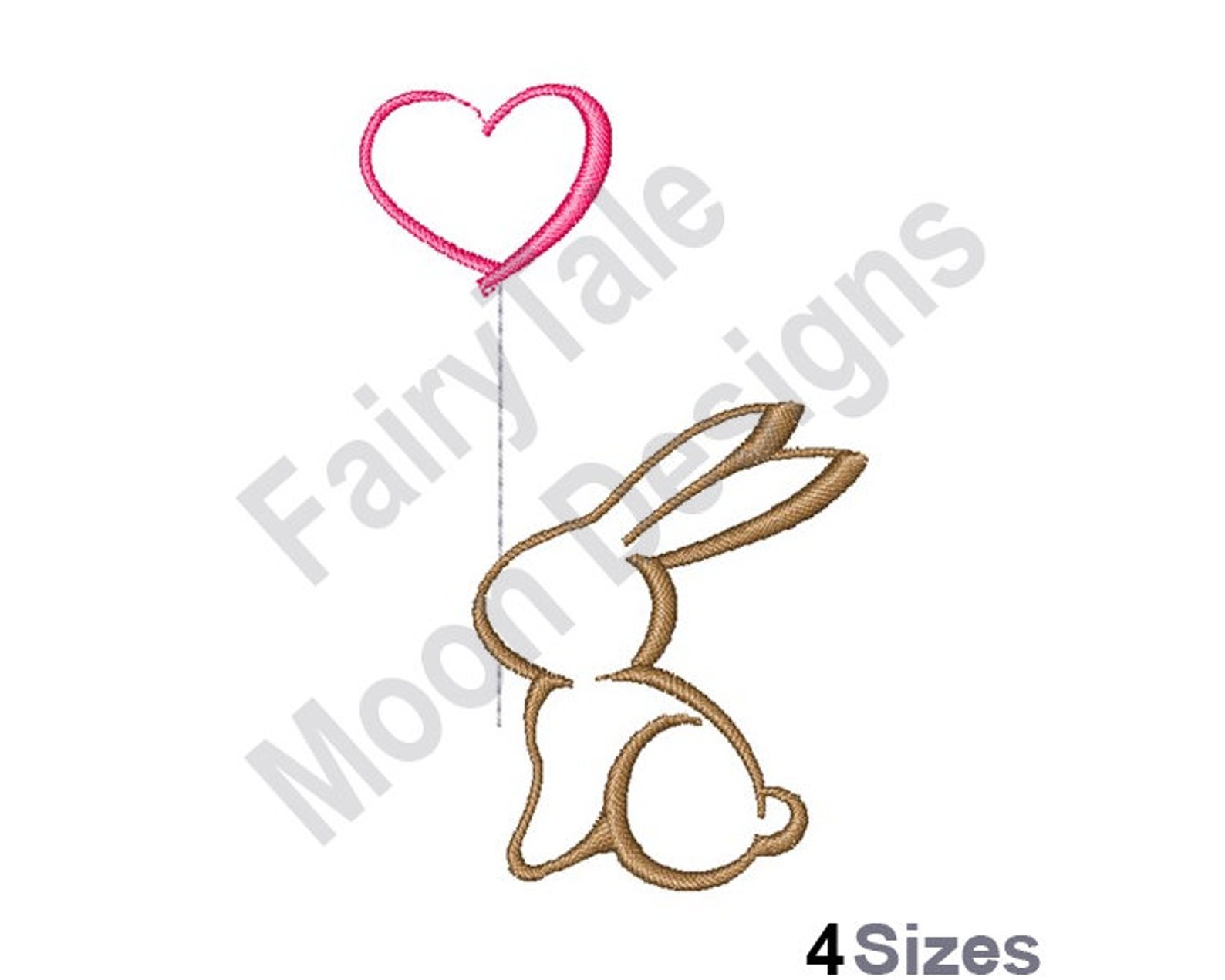 Bunny Outline Machine Embroidery Design Heart Shaped - Etsy