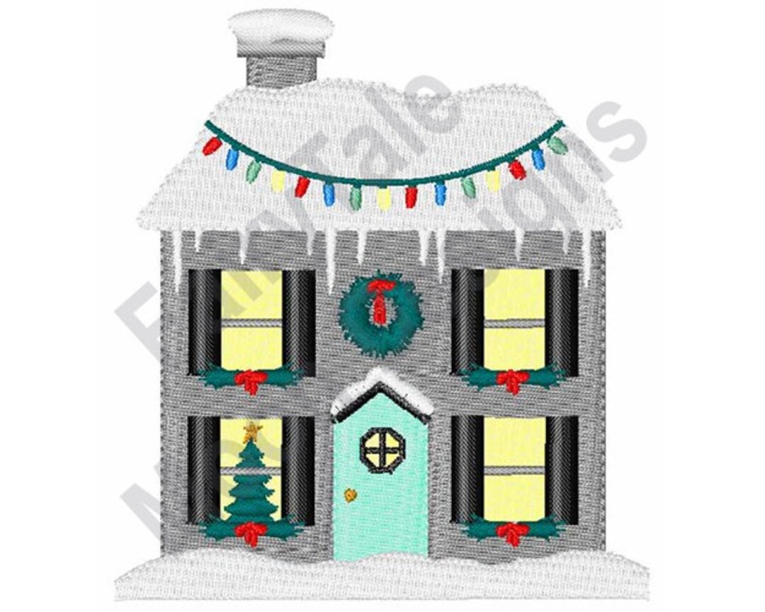 Christmas House - Machine Embroidery Design, Decorated Christmas Home ...