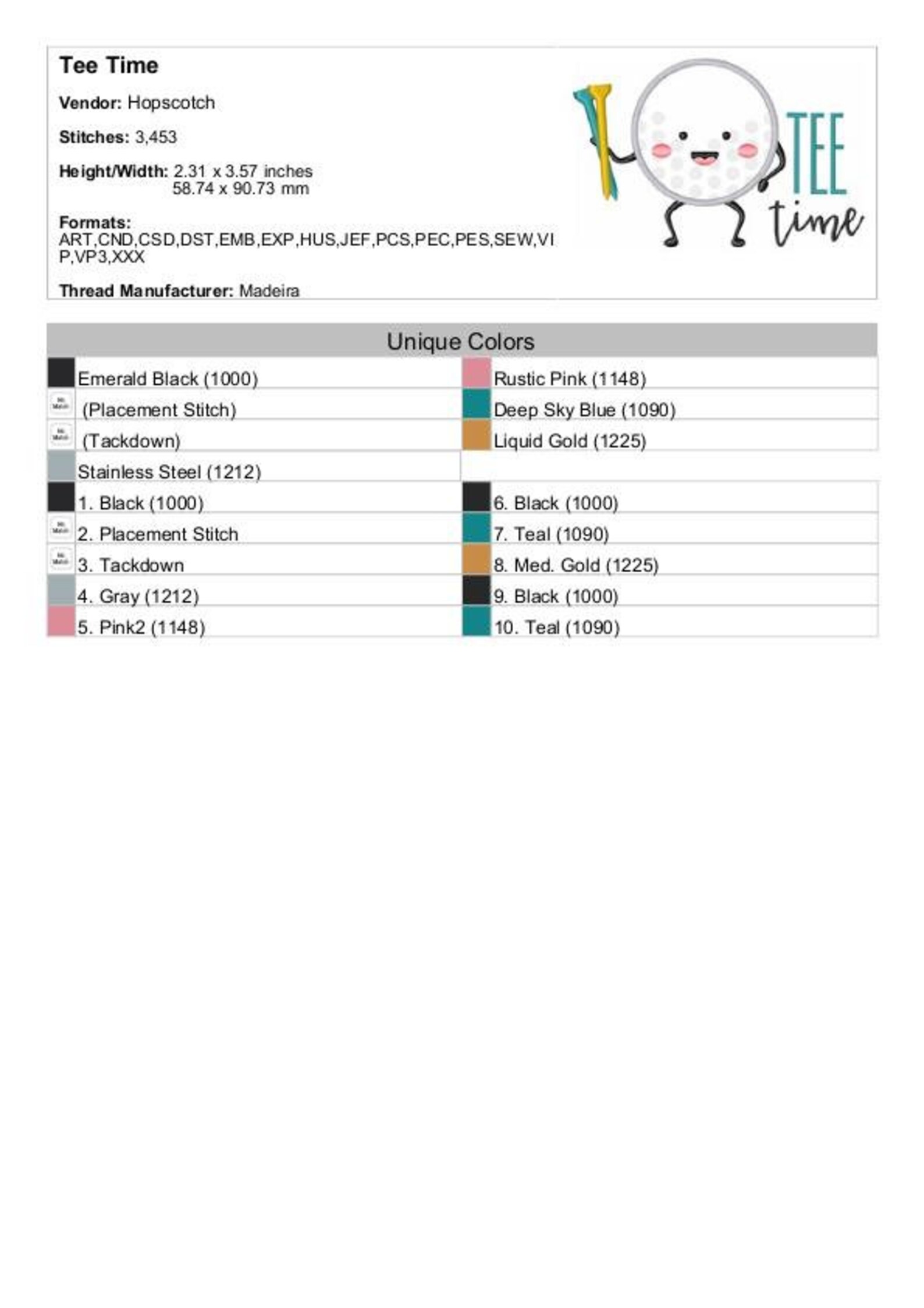 Tee Time - Machine Embroidery Design, Golf Ball Embroidery Design - Etsy