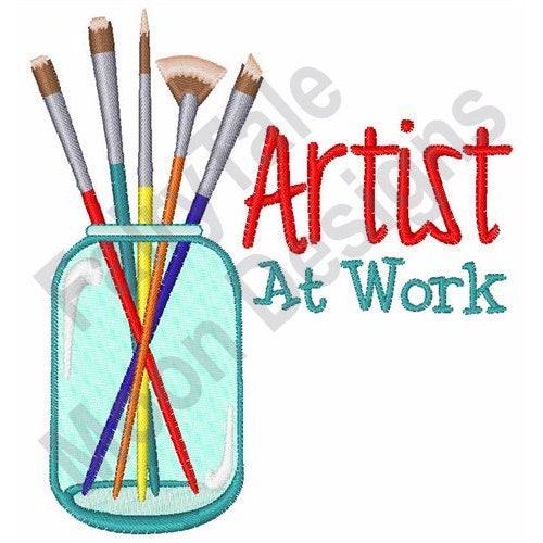 Artist at Work Machine Embroidery Design Artist Paint Brush | Etsy