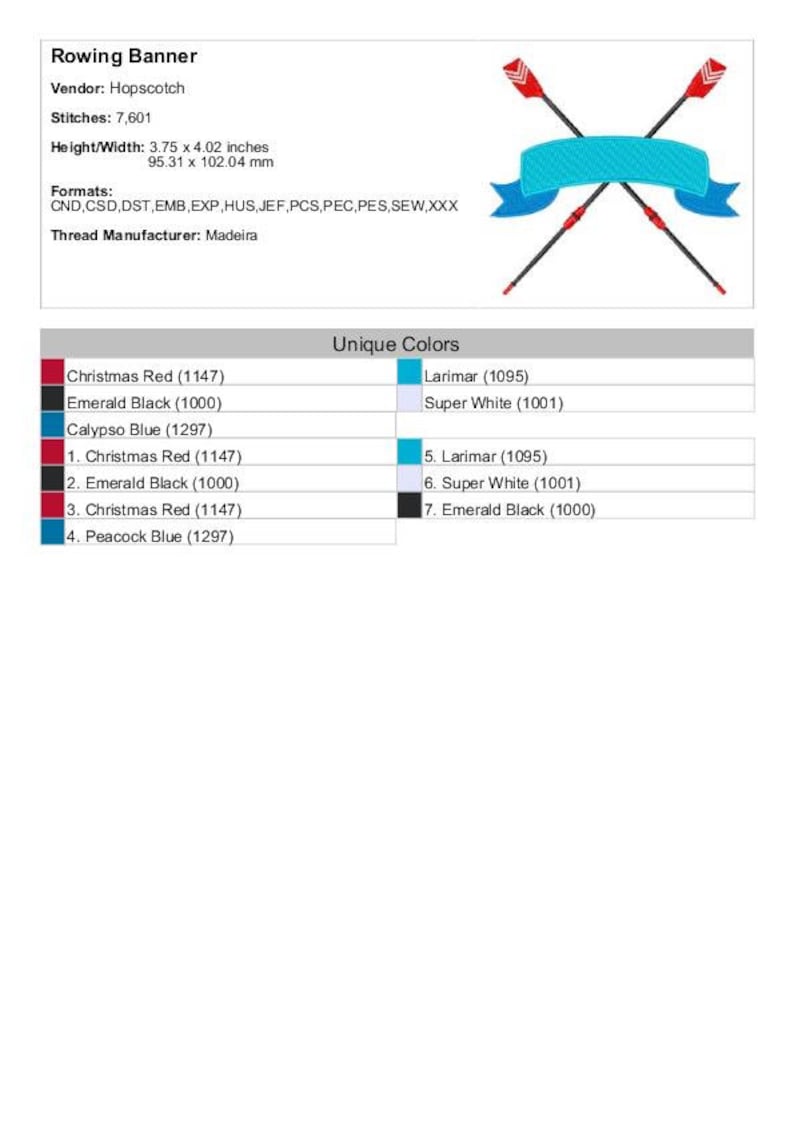 Rowing Banner - Machine Embroidery Design, Crossed Oars Embroidery ...