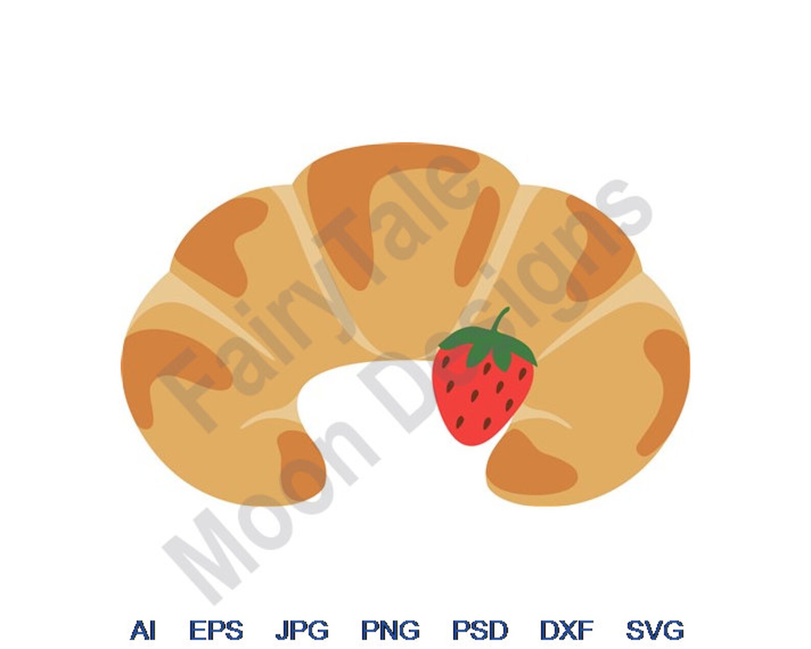 Croissant & Strawberry Svg Dxf Eps Png Jpg Vector Art - Etsy