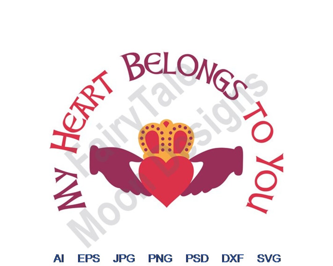 Claddagh Heart Crown Svg, Dxf, Eps, Png, Jpg, Vector Art, Clipart, Cut ...