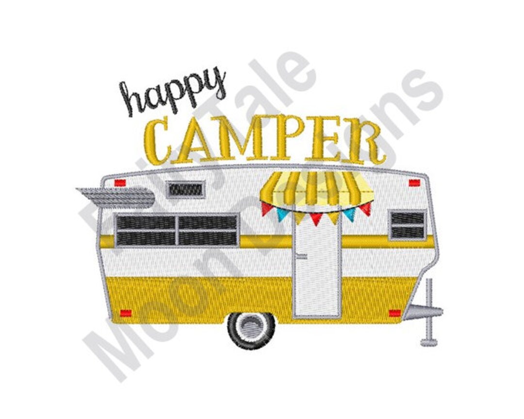Happy Camper - Machine Embroidery Design, RV Camper Embroidery Pattern ...