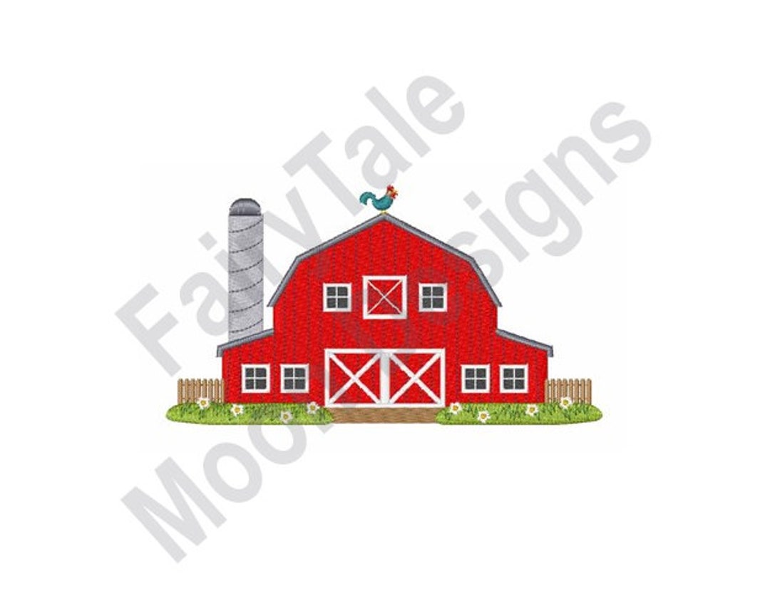 Red Barn - Machine Embroidery Design, Farming Embroidery Pattern, Red ...