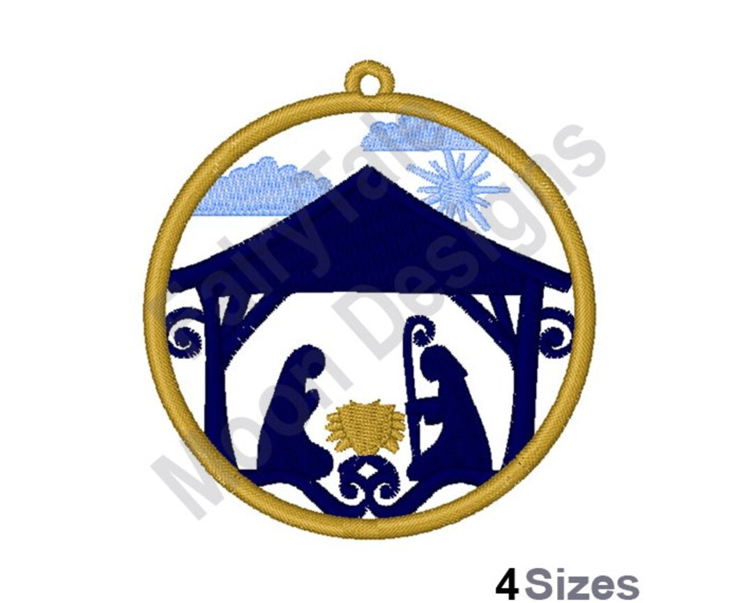 Christmas Nativity Ornament Machine Embroidery Design, Religious Xmas ...