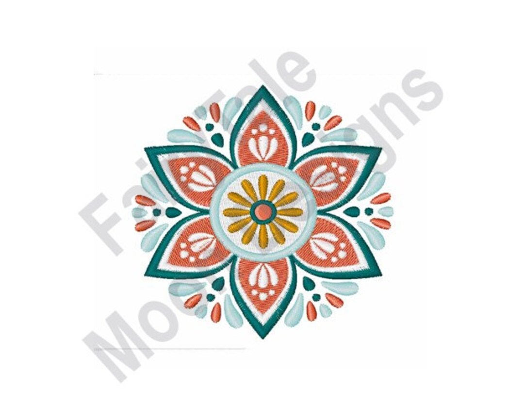 Mandala Flower - Machine Embroidery Design, Folk Art Mandala Embroidery ...